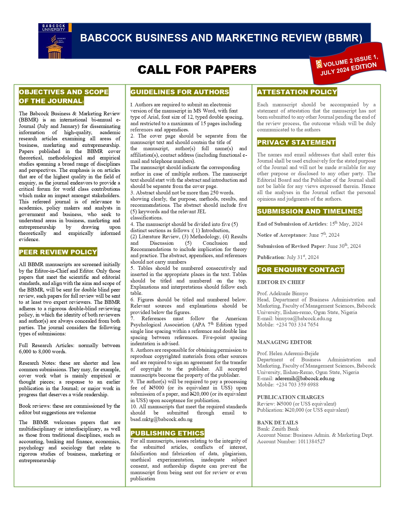 Babcock University Journals | Babcock University Journals